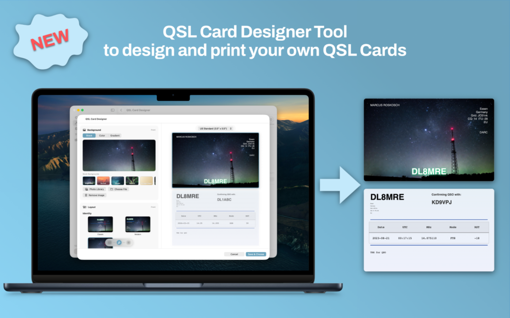 QSL-Card Designer and Print Tool - HAM Radio Apps